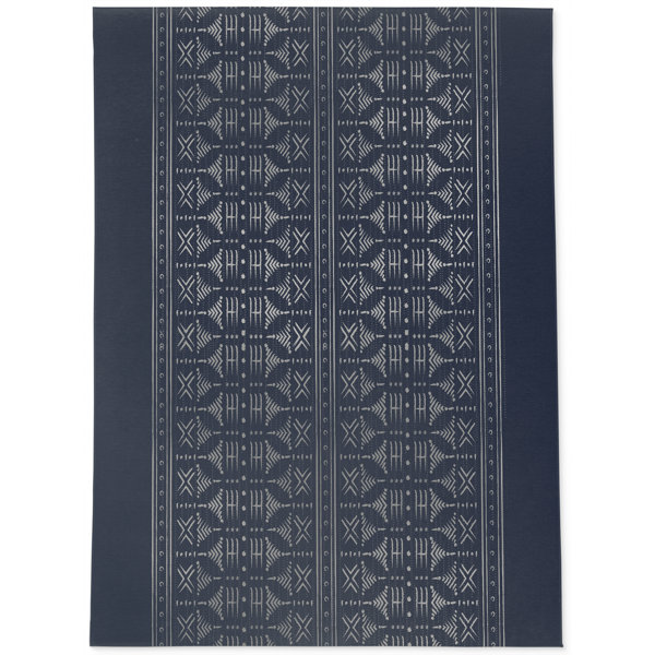 Foundry Select Tapis bleu marine intérieur / extérieur Abhainn Southwestern - Wayfair Canada